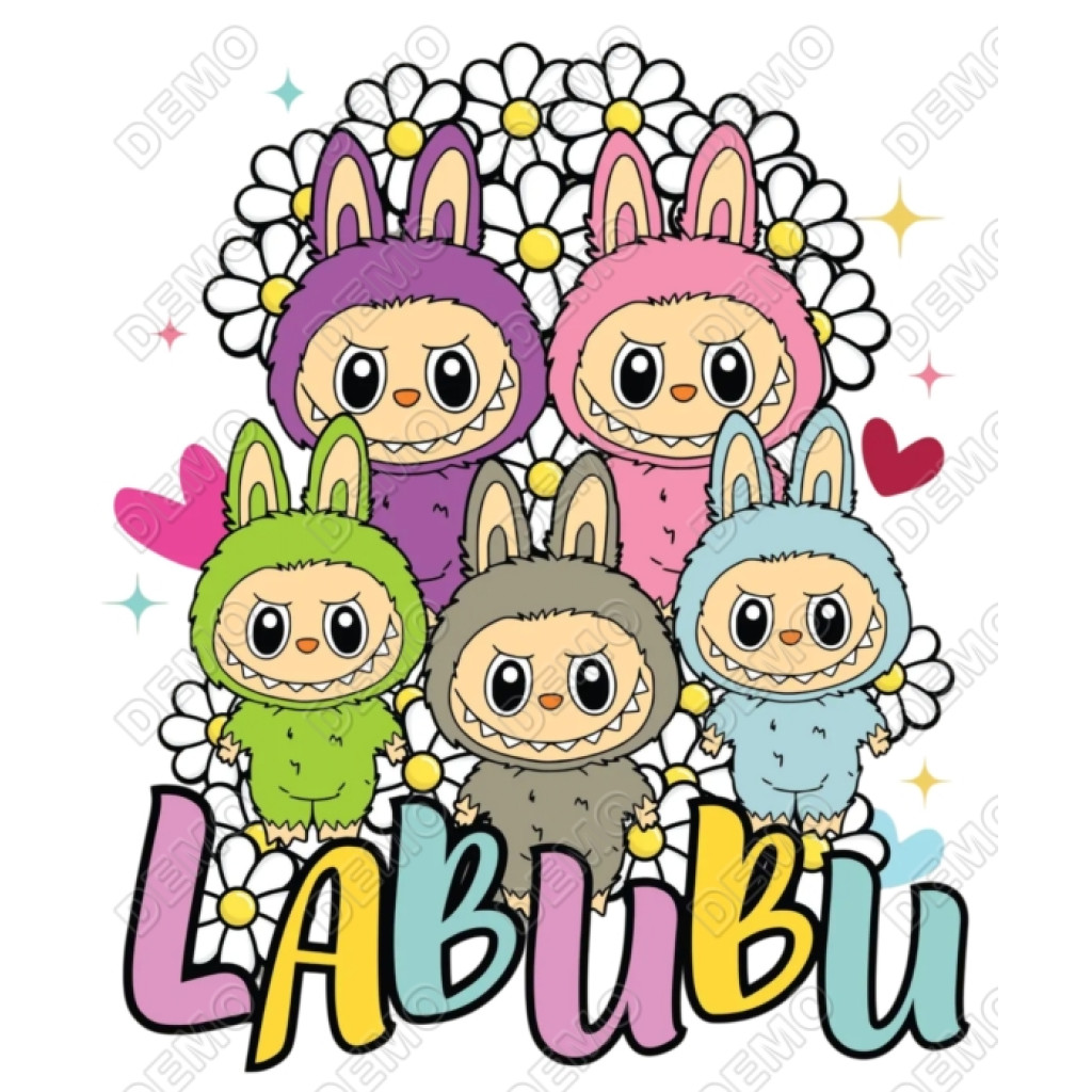 Labubu Flowers DTF Iron on Transfer - SKU-2EFL